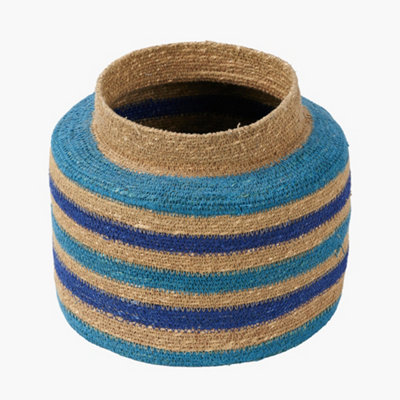 Blue Seagrass Cylindrical Storage Basket