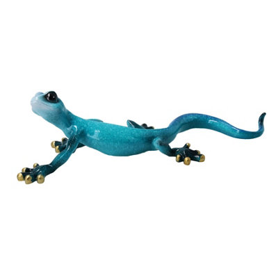 Blue Speckled Gecko Lizard Resin Wall Shed Sculpture Decor Statue Large ...