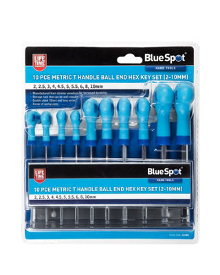 Blue Spot Tools - 10 PCE Metric T Handle Ball End Hex Key Set (2-10mm) | DIY at B&Q
