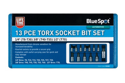 Blue Spot Tools - 13PCE Torx Socket Bit Set (T8-T60) | DIY at B&Q