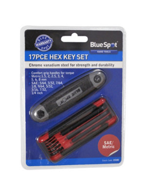 Blue Spot Tools - 17 Pce Metric and Imperial Hex Key Set | DIY at B&Q