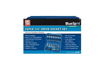 Blue Spot Tools - 26 Pce 1/4" Drive Socket Set | DIY at B&Q