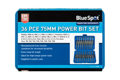 Blue Spot Tools - 36 Pce 75mm Power Bits Set | DIY at B&Q