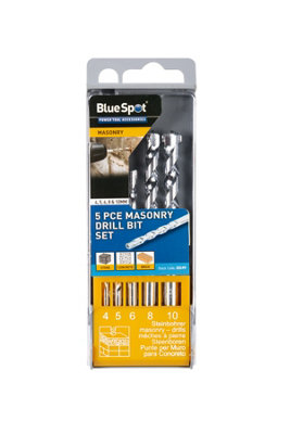 Blue Spot Tools - 5 Pce Masonry Drill Bit Set (4-10mm) | DIY at B&Q