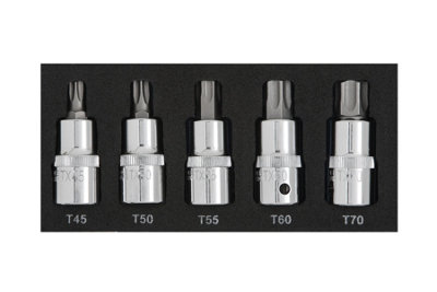 Blue Spot Tools - 5PCE 1/2" Torx Bit Set (T45-T70) (EVA FOAM)