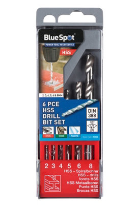 Blue Spot Tools - 6 Pce HSS Half Ground Drill Bit Set (2 - 8mm) | DIY ...
