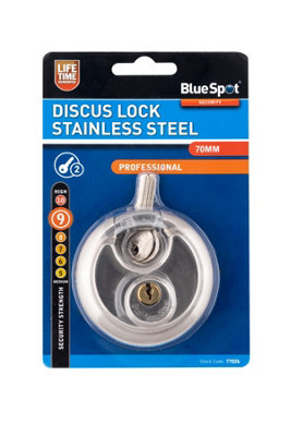 Blue Spot Tools - 70mm Discus Lock Stainless Steel | DIY at B&Q