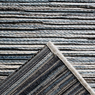 Blue Striped Outdoor Rug, Striped Stain-Resistant Rug For Patio, Garden ...