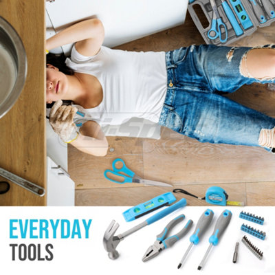 Blue Tool Kit 42 Pcs with Hammer, Screwdriver, Plier DIY