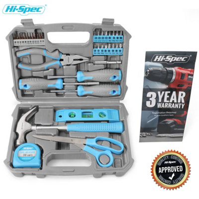 Blue Tool Kit 42 Pcs with Hammer, Screwdriver, Plier DIY