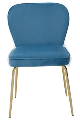 Blue Velvet Tapered Back Dining Chair, Sleek Curves Velvet Upholstery ...