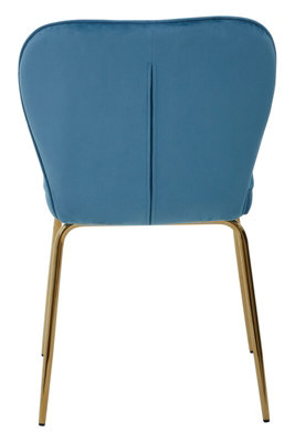 Blue Velvet Tapered Back Dining Chair, Sleek Curves Velvet Upholstery ...