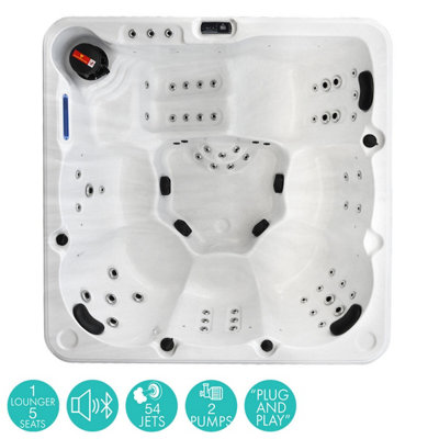 Blue Whale Spa Olive Bay 6 Person Hot Tub - 54 Jets, Bluetooth, LED ...