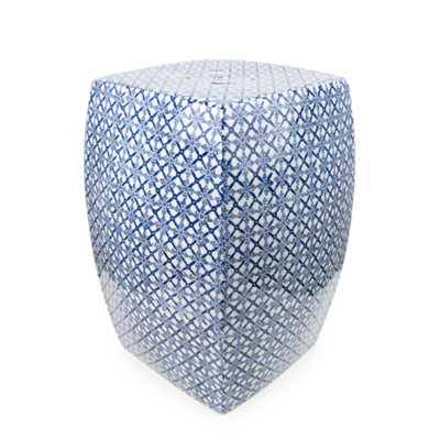 Blue White 40CM Square Table Design Accent