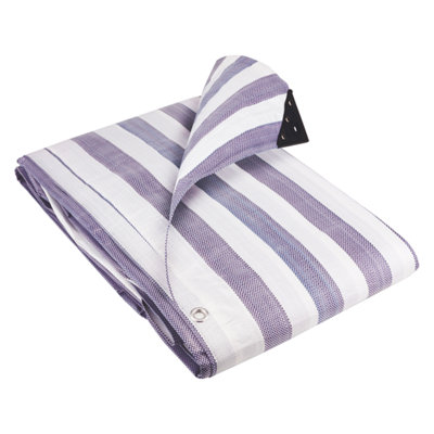 BLUE/WHITE STRIPE 170GSM TARP 4.5M X 6.0M