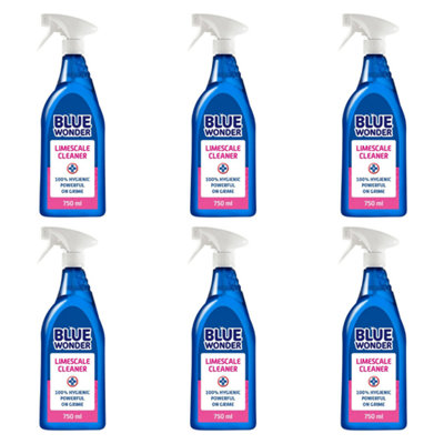 Blue Wonder Limescale Remover & Bathroom Descaler Spray 750ml - Pack of 6