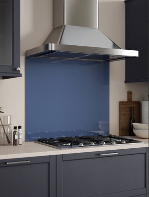 Bluebell Shimmer Toughened Glass Kitchen Splashback - 900mm x 750mm x 6mm - Easy-Fit Self ...