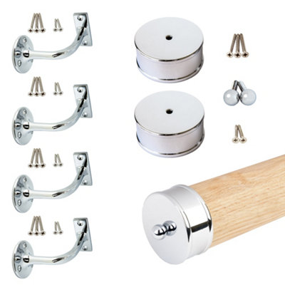 Blueprint Joinery VFM Pine Round Wall Mounted Mop Stick Handrail with ...