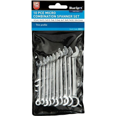 BlueSpot 10pc Mini Metric Combination Spanner Wrench Set 4mm - 11mm