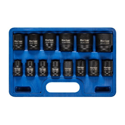 BlueSpot 14pc 1/2" DR Metric Shallow Impact Sockets Set 10mm - 32mm 01585
