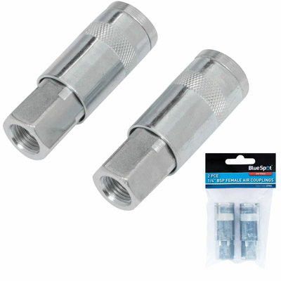 BlueSpot 2pc Air Line Fittings Hose Compressor Tool Connector 1/4" BSP ...