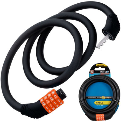 BlueSpot 4 Digit Bicycle Cycle Combination Security Spiral Steel Cable ...