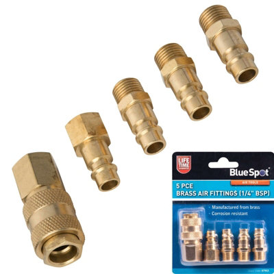 BlueSpot 5pc Euro Air Line Hose Fittings Compressor Connector Coupling ...