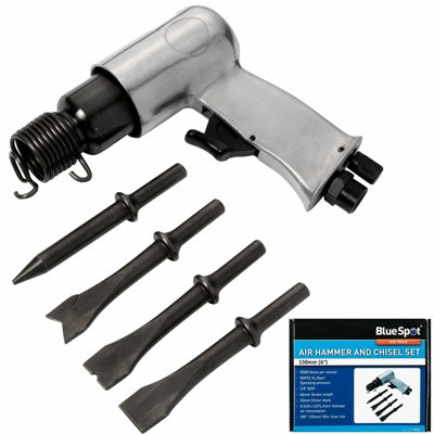 BlueSpot Air Hammer Chisel Set With 4 Chisels Compact Design Tool For Compressor | DIY at B&Q