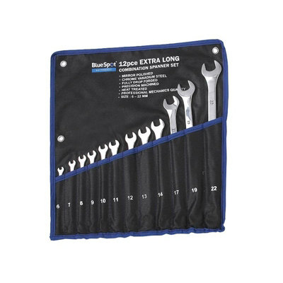 Bluespot Tools Extra Long Combination Spanner Set, 12 Piece Multi ...
