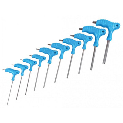 Bluespot Tools Metric T-handle Hex Key Set, 10 Piece Multi Colour (One ...