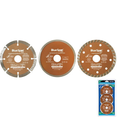 BlueSpot Turbo Diamond Angle Grinder Stone Concrete Cutting Disc 4.5" 2pc 115mm | DIY at B&Q