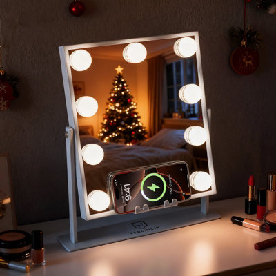 Bluetooth Hollywood Vanity Makeup Mirror with Lights Rotating 9 LED ...
