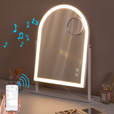 Bluetooth Hollywood Vanity Mirror with Lights Arched Shape 3-Color LED ...