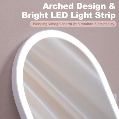 BLUETOOTH HOLLYWOOD VANITY MIRROR WITH LIGHTS ARCHED SHAPE 3-COLOR LED ...