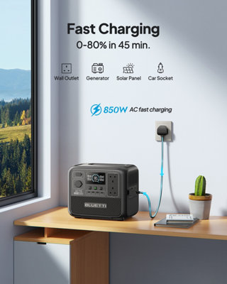 BLUETTI Portable Power Station AC70, 768Wh&UP TO 2000W with 5 years ...