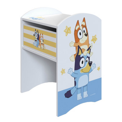 Bluey Bedside Table - Sturdy Engineered Wood Construction, Small Side ...