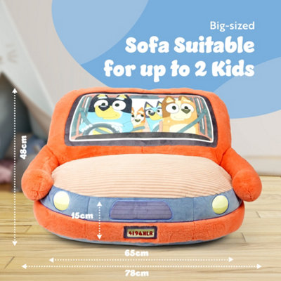 BLUEY CAR SOFA, KIDS PLUSH ARMCHAIR SEAT FAMILY CAR DESIGN, SOFT & COMFY