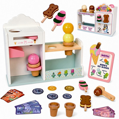Bluey Ice Cream Playset Kids Toy Ice Cream Shop with Cones, Tubs ...