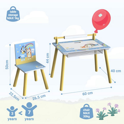 Bluey Kids Table and Chair Set - Wooden Activity Table for Toddlers