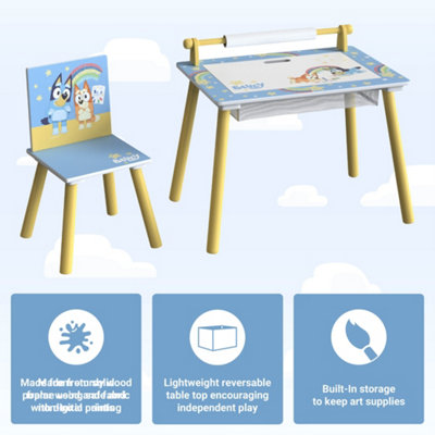 Bluey Kids Table and Chair Set - Wooden Activity Table for Toddlers