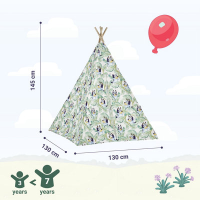 Bluey Kids Teepee Tent with Carry Bag - Easy to Assemble & Dismantle ...