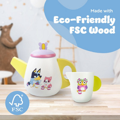 Bluey Wooden Tea Party Set 18 Piece Pretend Play Set FSC Certified Eco ...