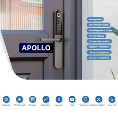Blusafe Apollo Black Keyless Door Handle for Home Security, Finger ...