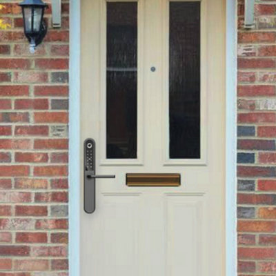 Blusafe Apollo Black Keyless Door Handle for Home Security, Finger ...