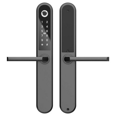 Blusafe Apollo Black Keyless Door Handle for Home Security, Finger ...