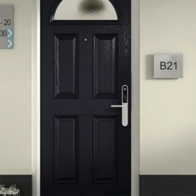 Blusafe Apollo Silver Keyless Door Handle for Home Security, Finger ...