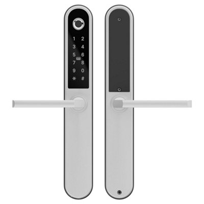 Blusafe Apollo Silver Keyless Door Handle for Home Security, Finger ...