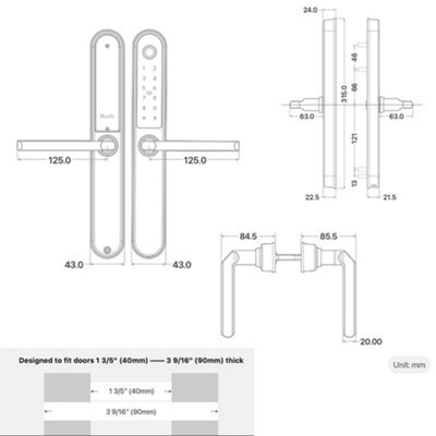 Blusafe Apollo Silver Keyless Door Handle for Home Security, Finger ...