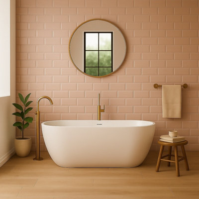 Blush Gloss Metro Tiles (1000 Pack-20 Box-20m2 Coverage)-Bath-Premium Ceramic Wall Finish ...