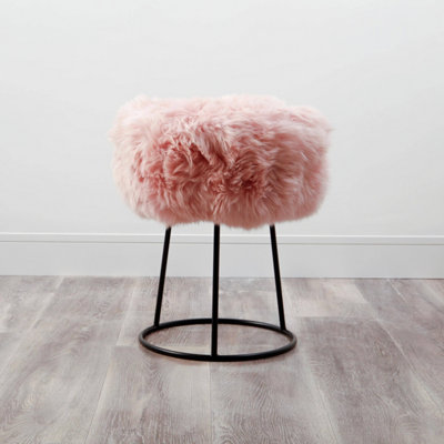 Blush Pink Metal Sheepskin Stool | DIY at B&Q